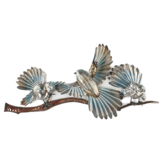 Fantails on Branch Metal Wall Art – 100% HOME Dimocks